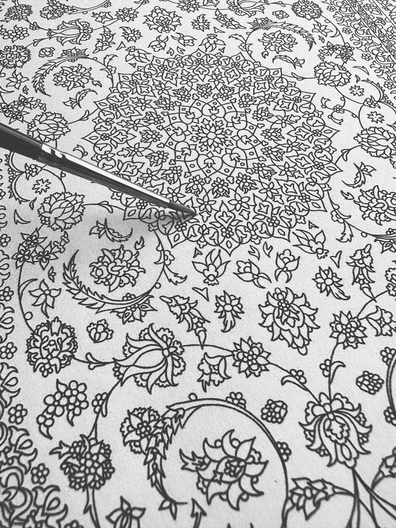Persian Art Inspired Colouring Page Intricate Patterns, Arabesques, and ...