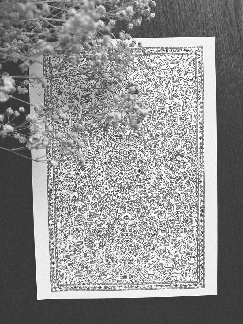 Artistic Persian Calligraphy Coloring Page Intricate Patterns ...