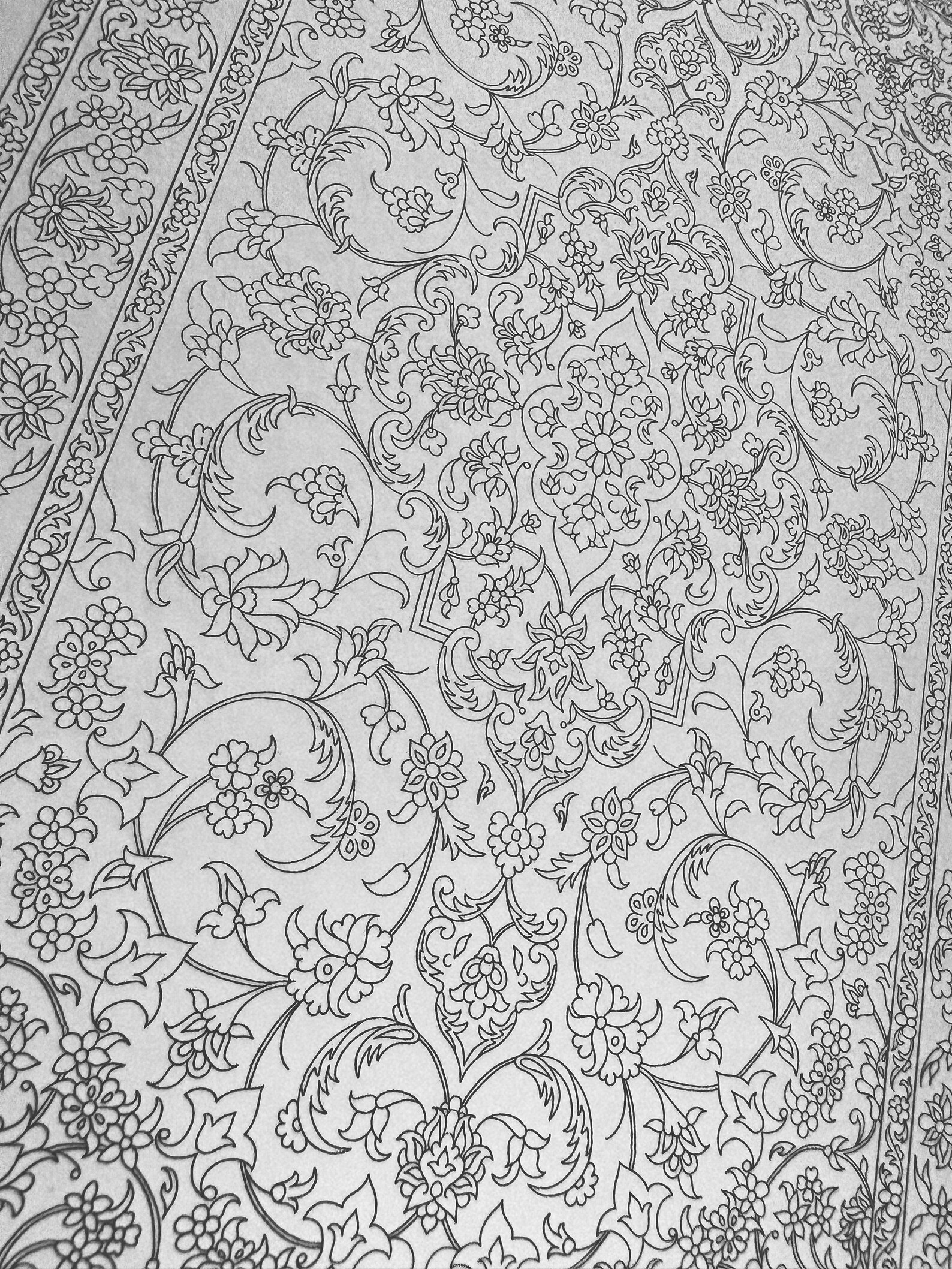 Detailed Persian Carpet Colouring Page - Intricate Patterns, Arabesques ...
