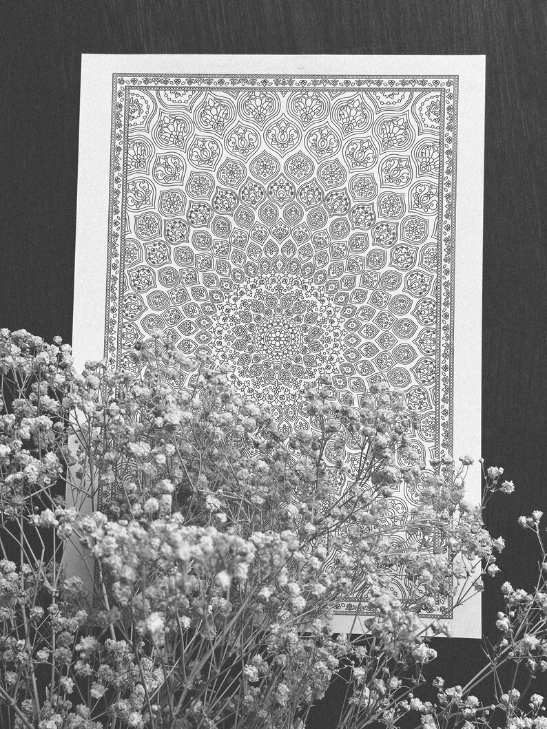 Artistic Persian Calligraphy Coloring Page - Intricate Patterns ...