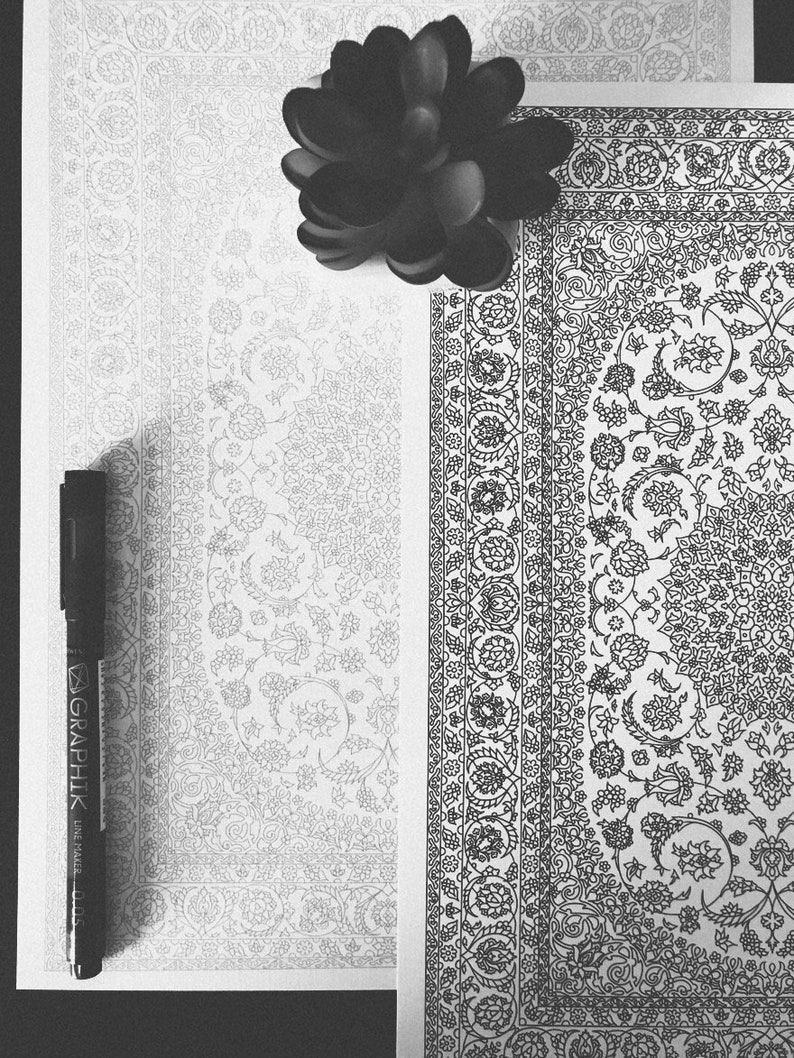 Persian Art Inspired Colouring Page Intricate Patterns, Arabesques, and ...