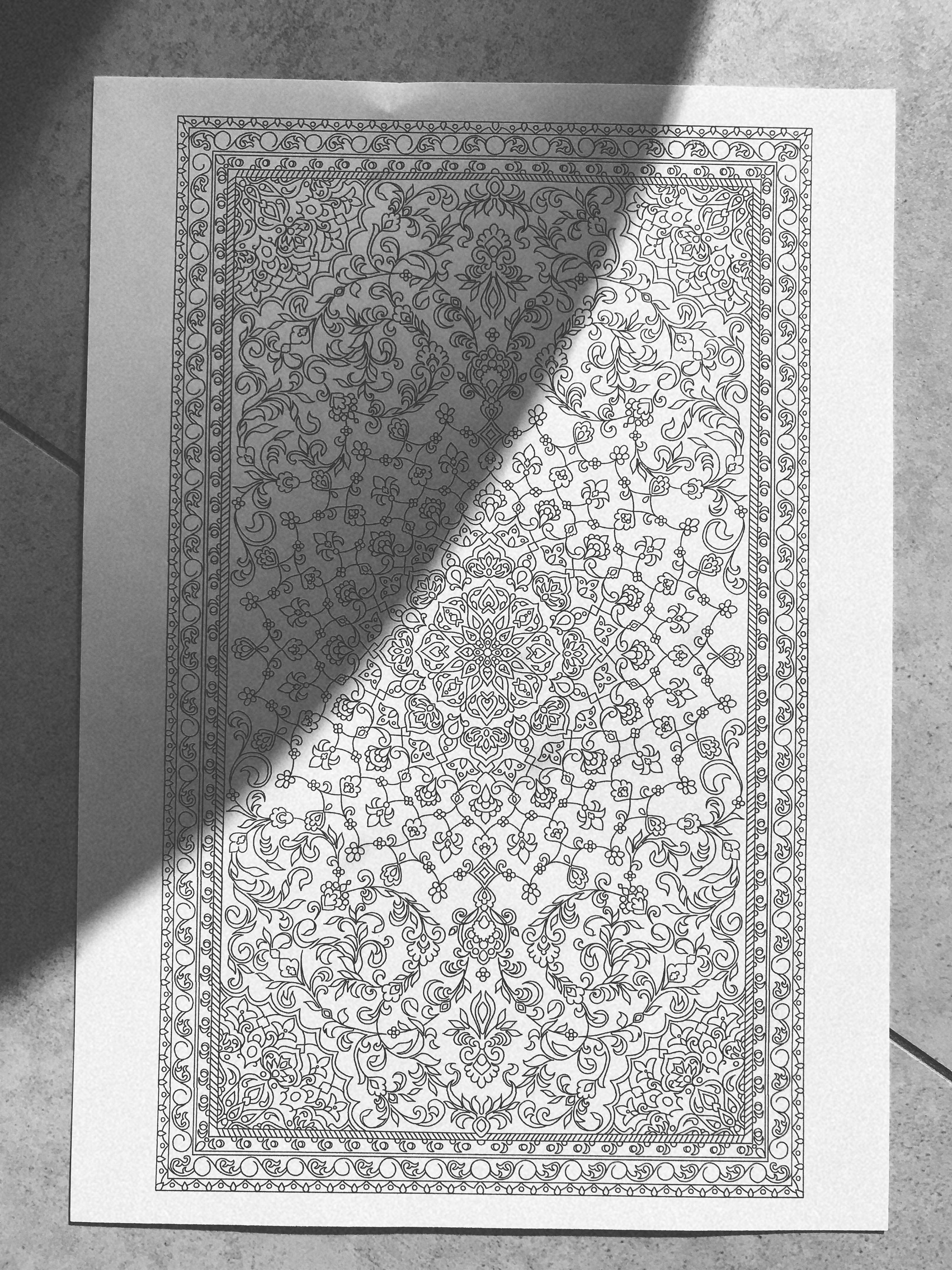 Elegant Persian Rug Inspired Coloring Page Intricate Patterns ...
