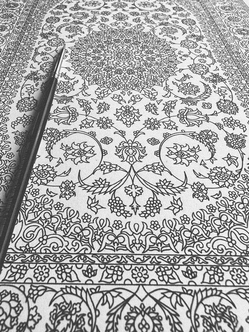 Persian Art Inspired Colouring Page Intricate Patterns, Arabesques, and ...