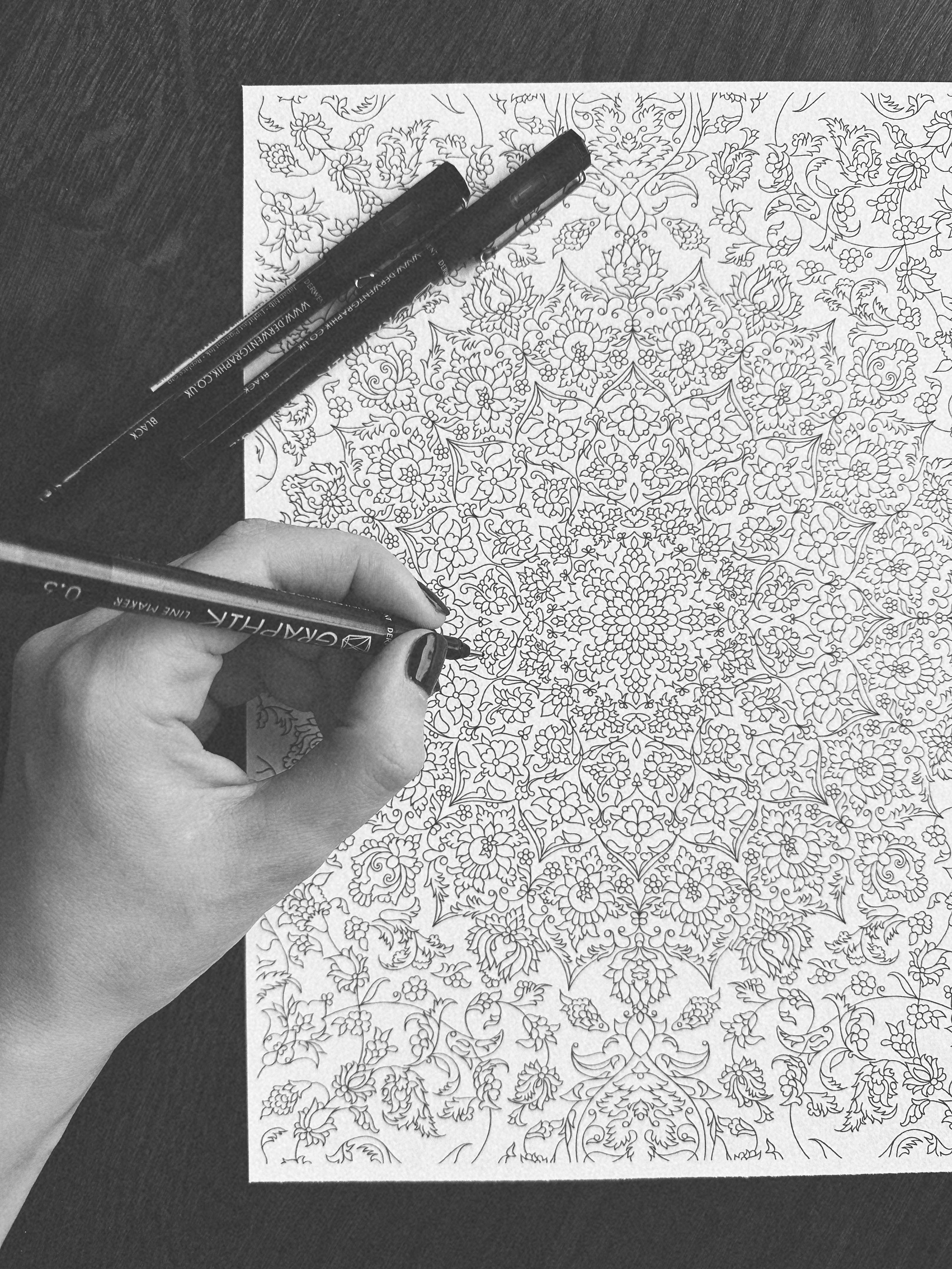 Persian Art Inspired Colouring Page Intricate Patterns, Arabesques, and ...