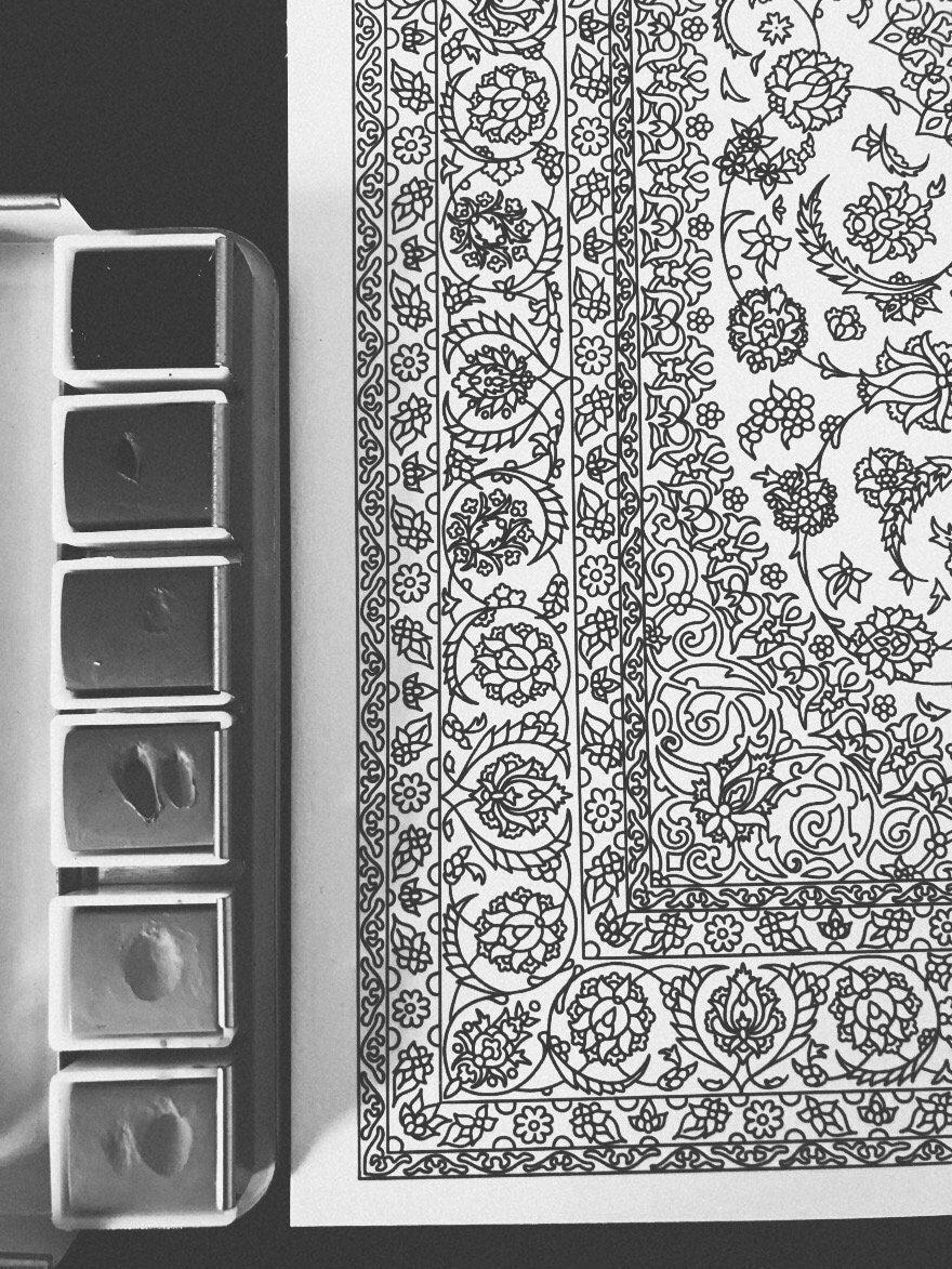 Persian Art Inspired Colouring Page Intricate Patterns, Arabesques, and ...