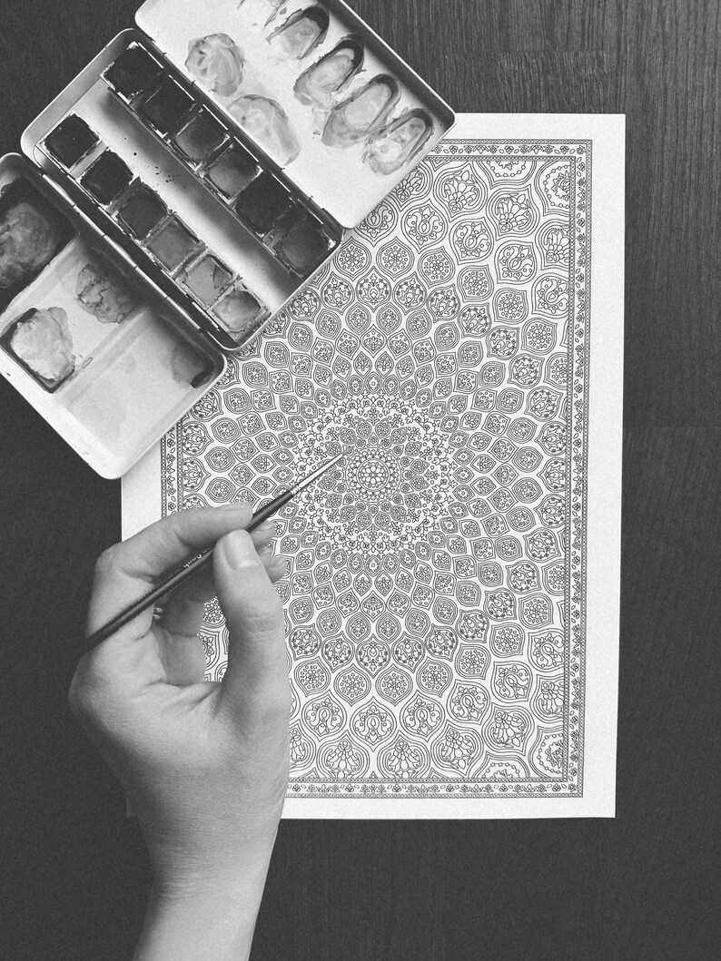 Artistic Persian Calligraphy Coloring Page - Intricate Patterns ...