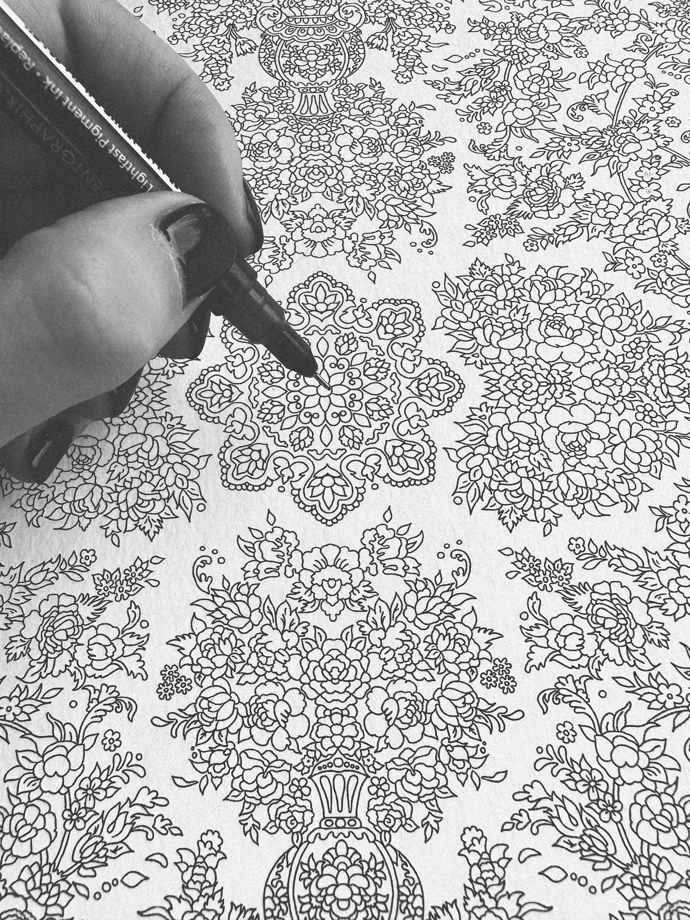 Whimsical Persian Floral Coloring Art: Persian-inspired Floral Pattern ...