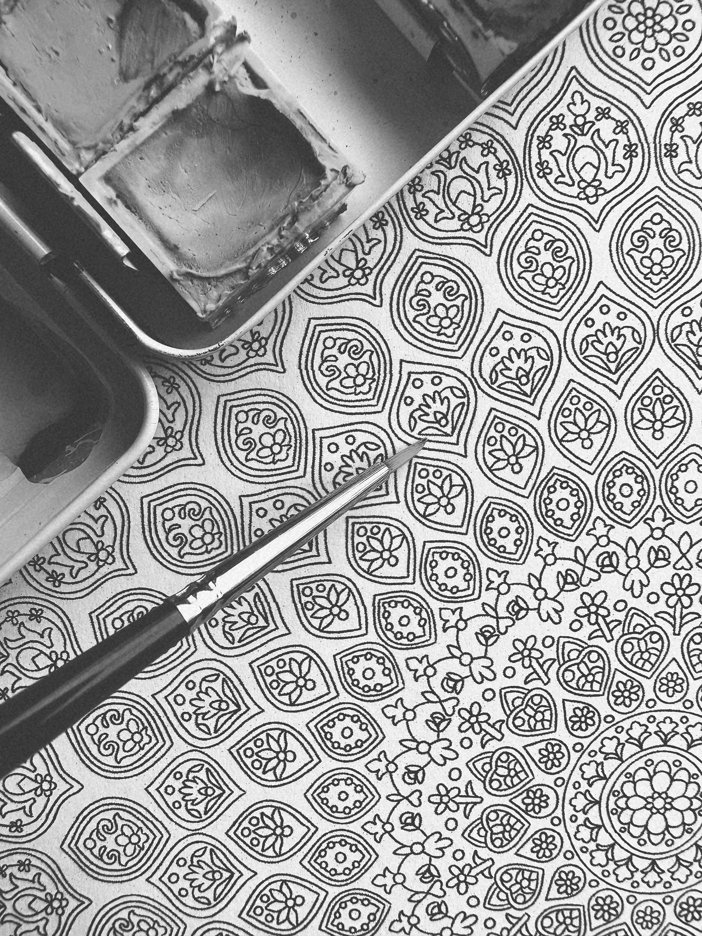 Artistic Persian Calligraphy Coloring Page Intricate Patterns ...