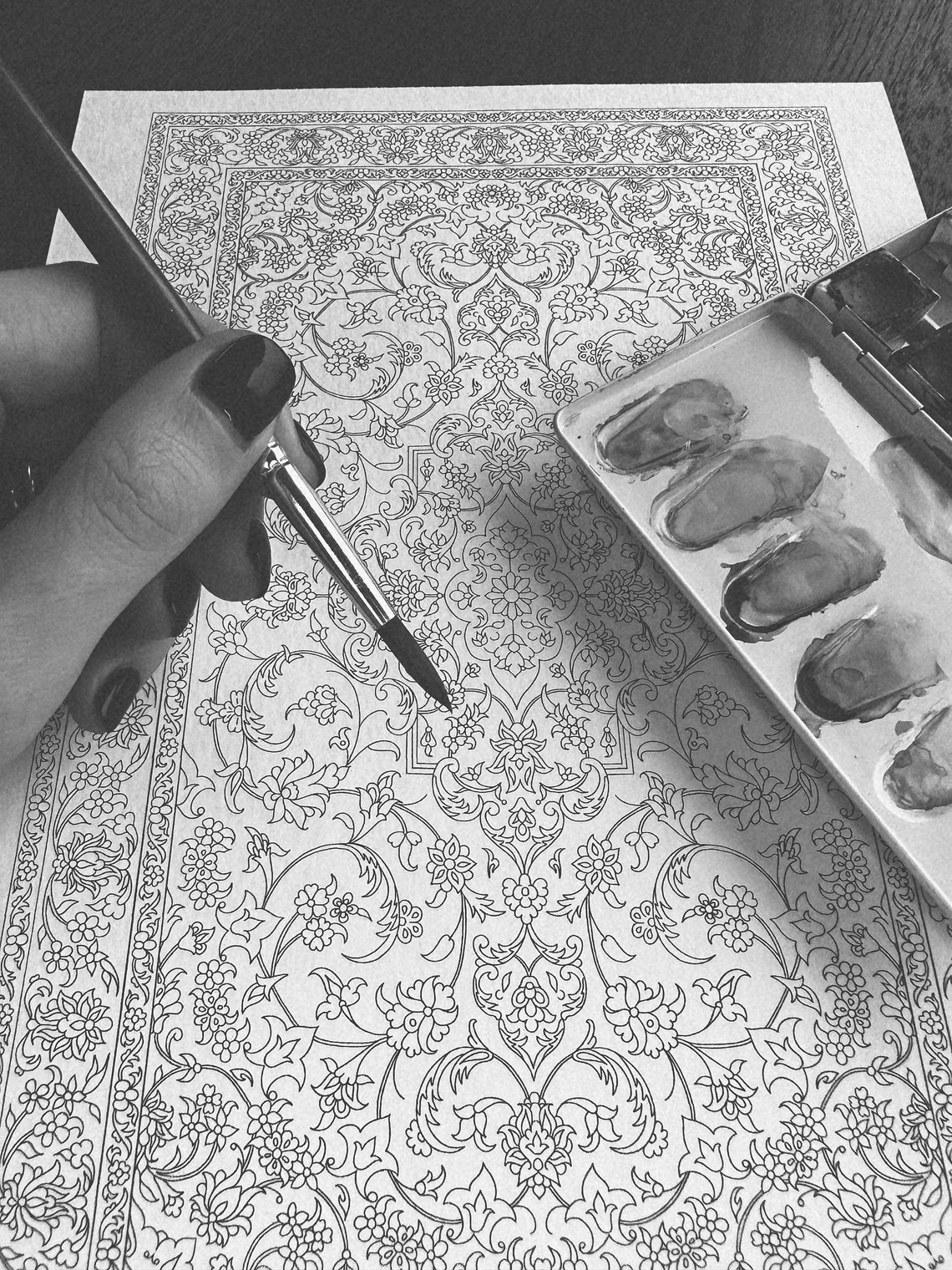 Detailed Persian Carpet Colouring Page - Intricate Patterns, Arabesques ...