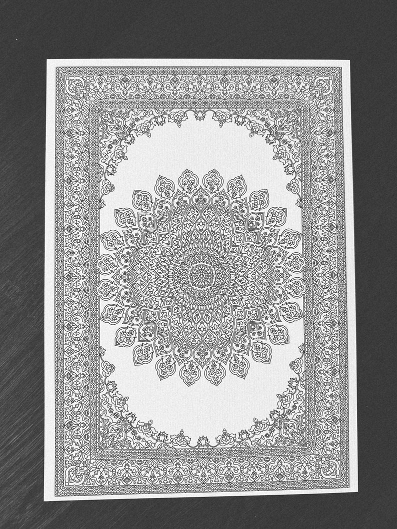 Detailed Persian Art Coloring Sheet Intricate Patterns, Arabesques, and ...