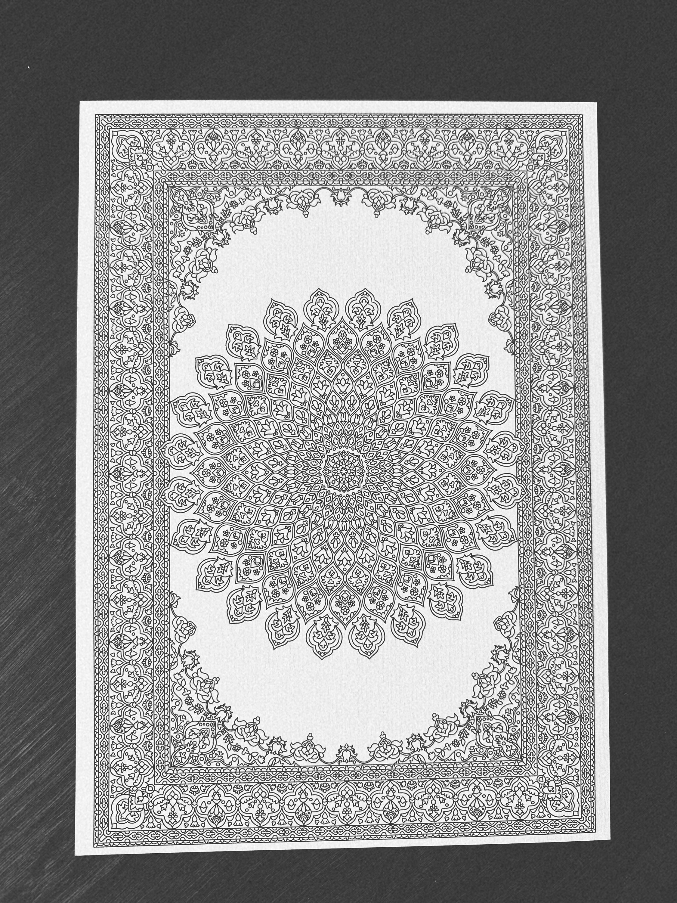 Detailed Persian Art Coloring Sheet - Intricate Patterns, Arabesques ...