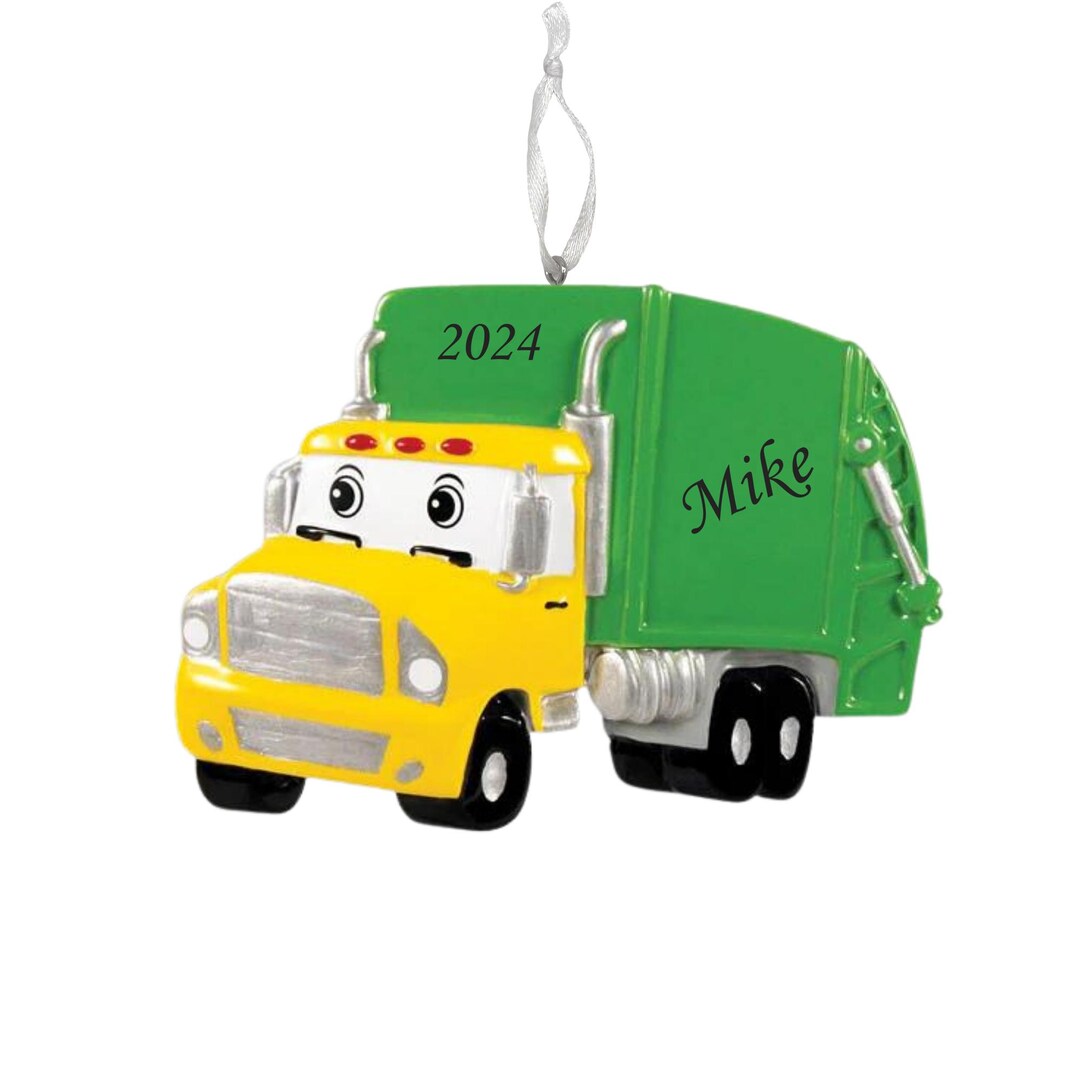 Garbage Truck Personalized Christmas Tree Ornament, Trash Truck ...