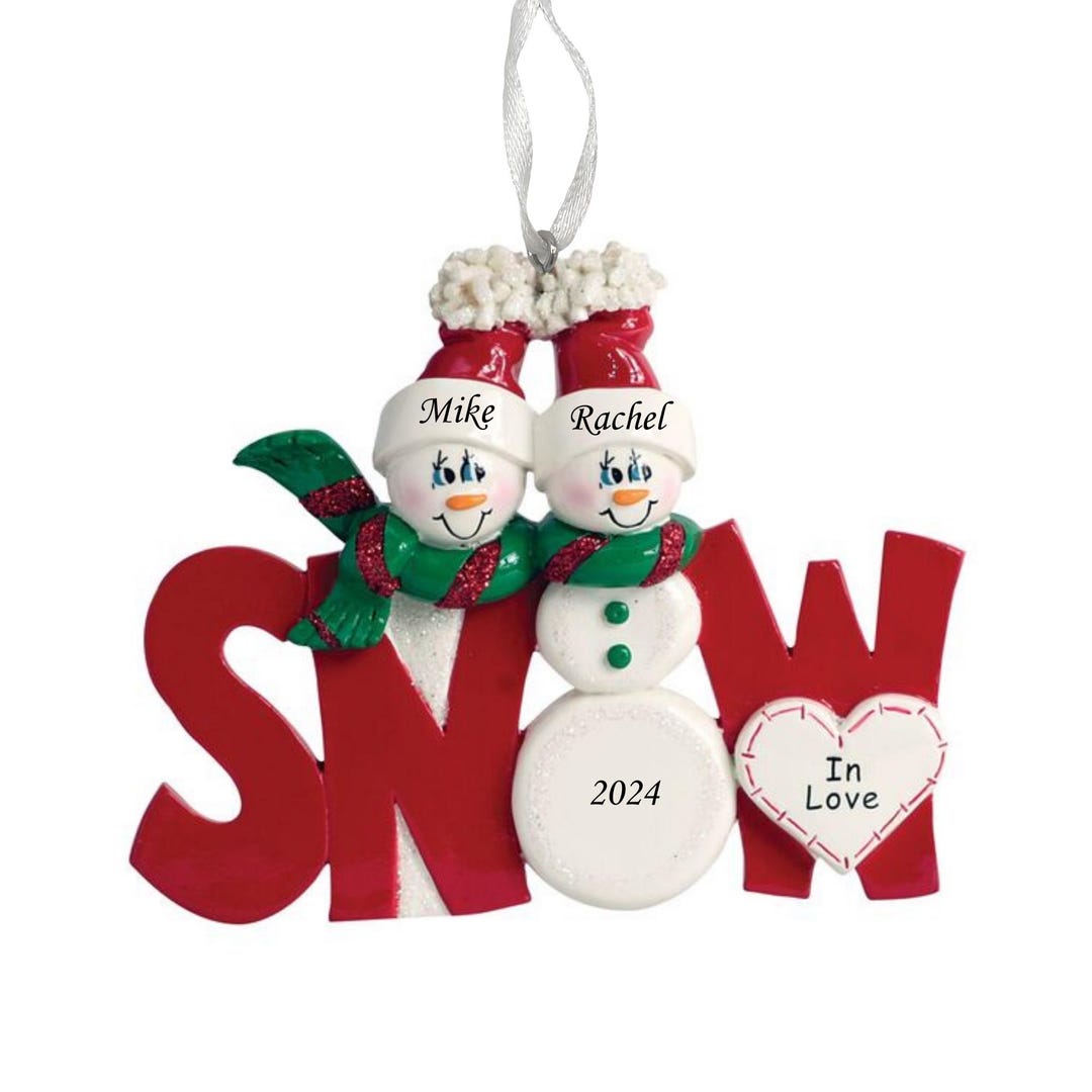 Personalized Snow Word Family of 2 Christmas Tree Ornament , Newlywed ...