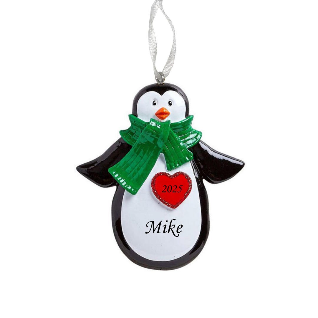 Personalized Penguin Christmas Ornament, Resin Penguin Gift - Etsy
