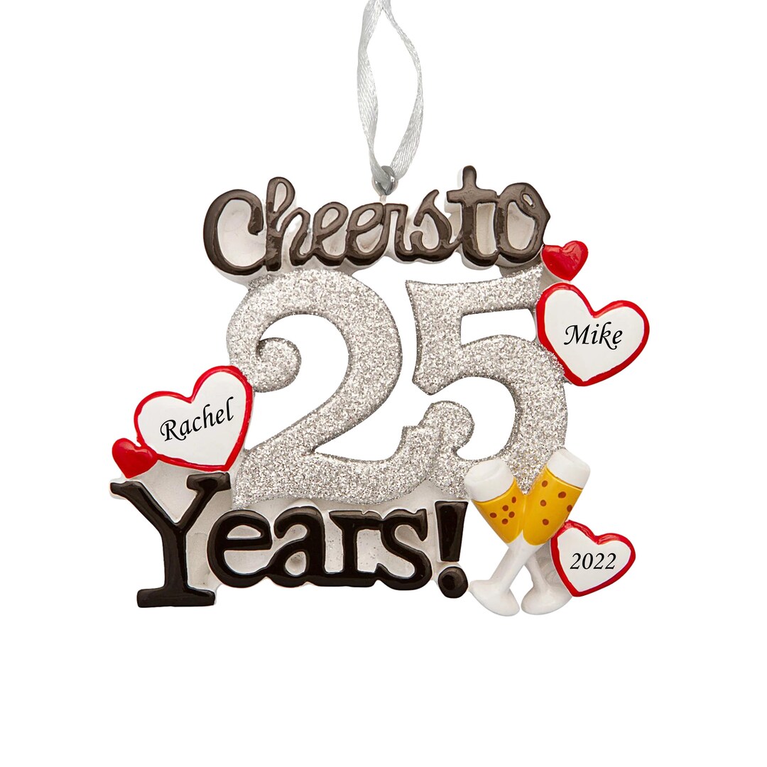 Cheers to 25 Years Personalized Christmas Tree Ornament, 25 Year ...