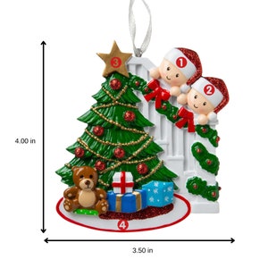 Peeking Family of 2 Personalized Christmas Ornament, Family of 2 ...