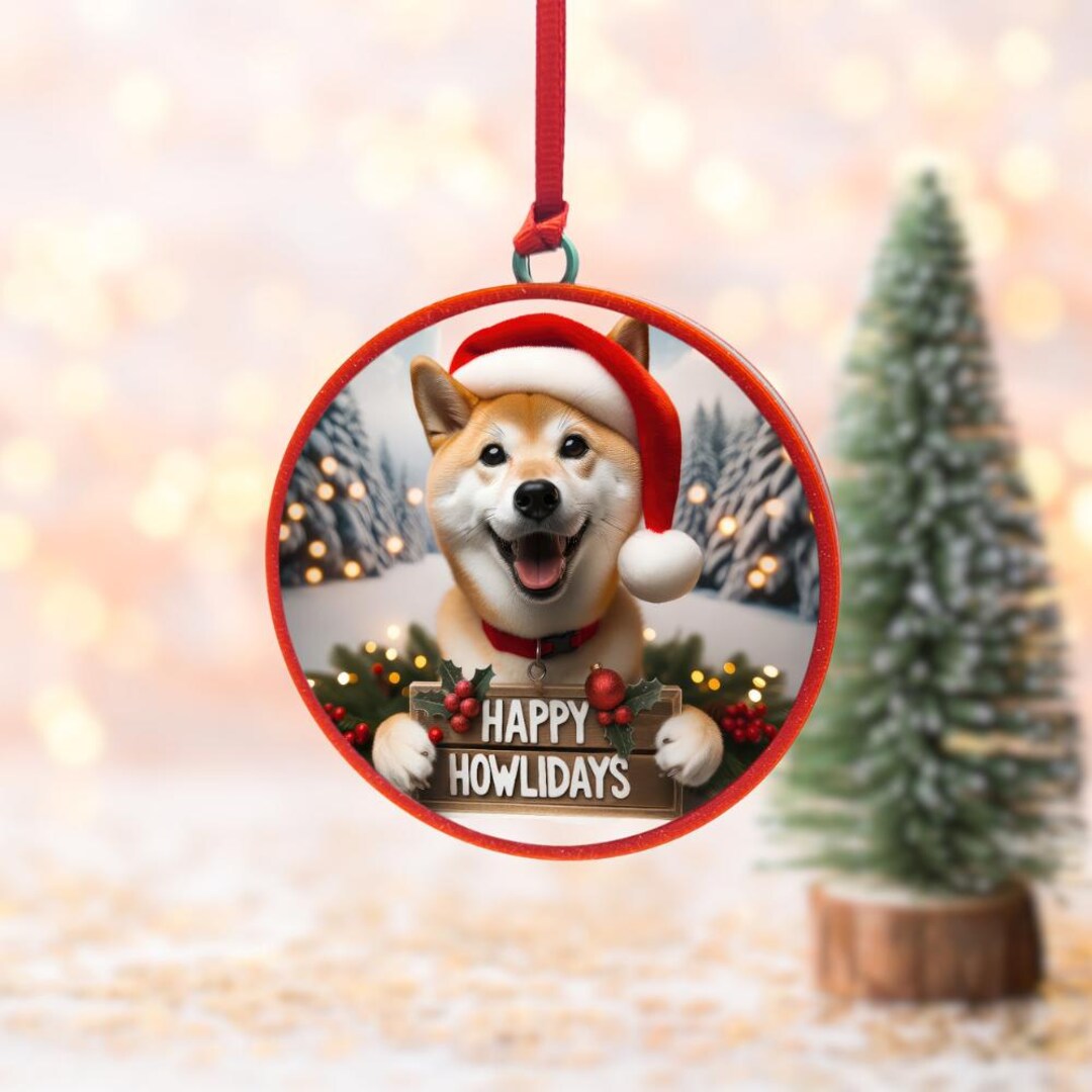 Adorable Shiba Inu in Santa Hat Holiday Decor - Festive Dog Christmas ...
