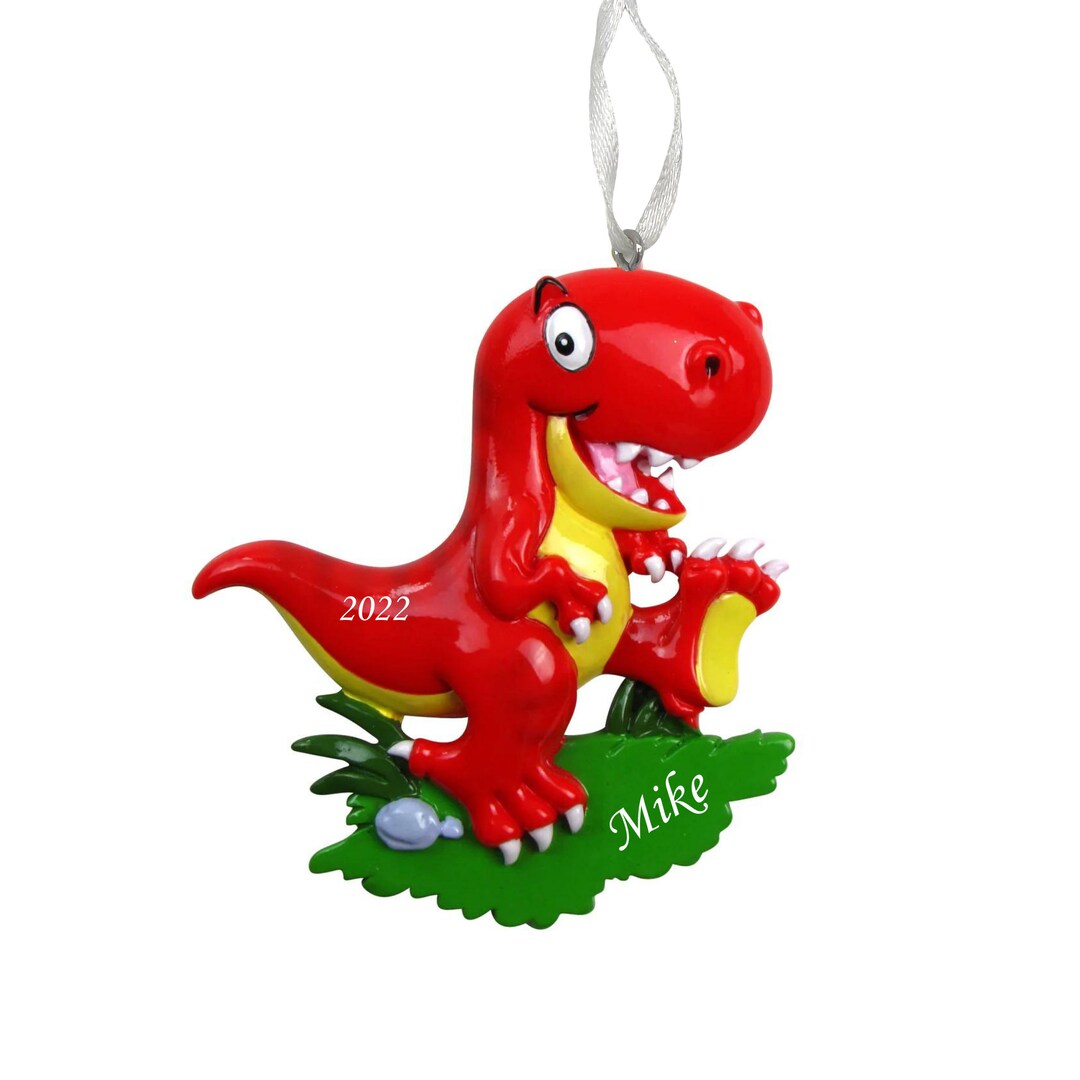 Red T-rex Dinosaur Personalized Christmas Tree Ornament T - Etsy