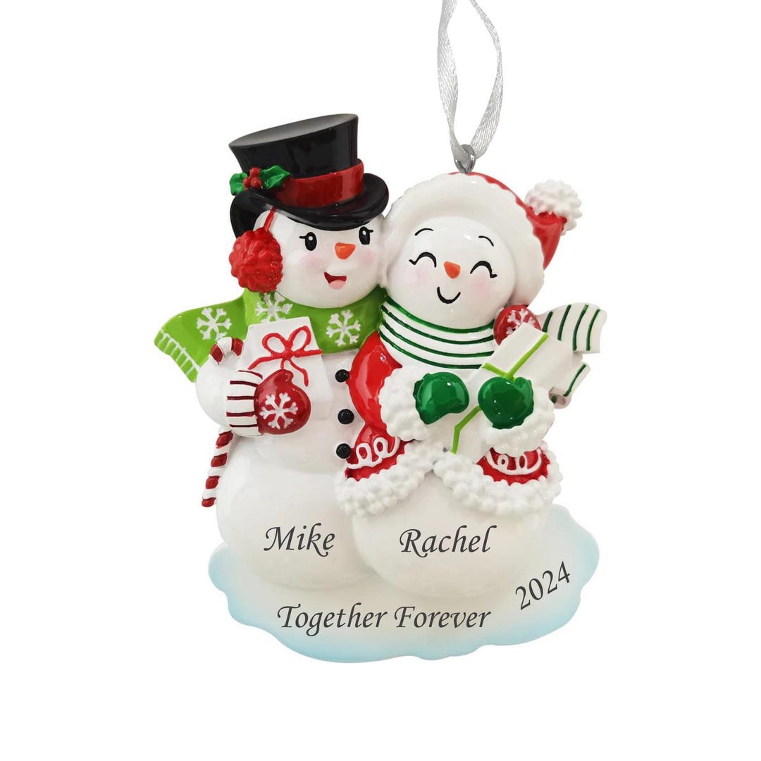 Snowman Couple Personalized Christmas Ornament: Newlywed First ...