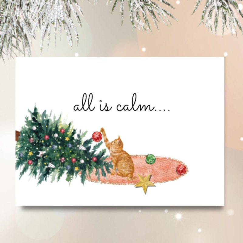 Christmas Cards With Orange Cat - Etsy