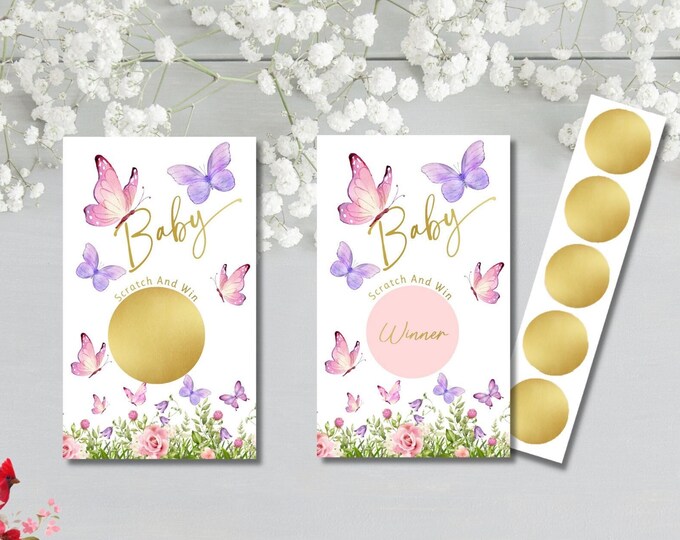 Butterfly Baby Shower Scratch off Game, A Little Butterfly is on the ...