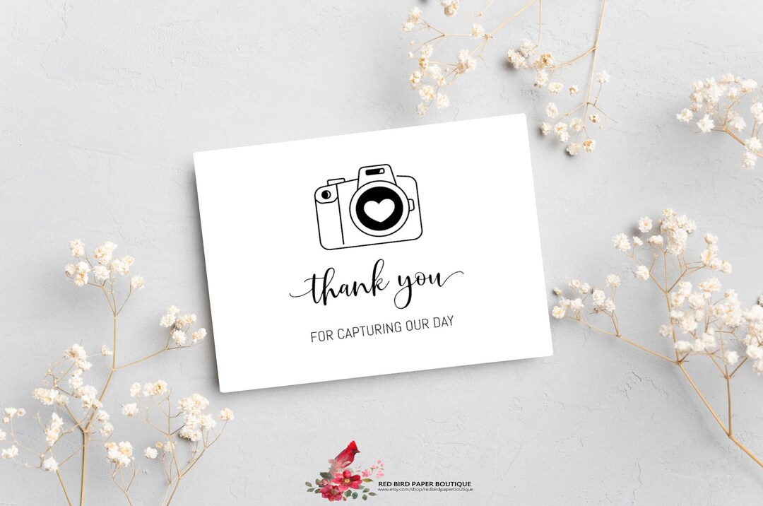 Photographer Thank You Card, Thank You for Capturing Our Day, Wedding ...