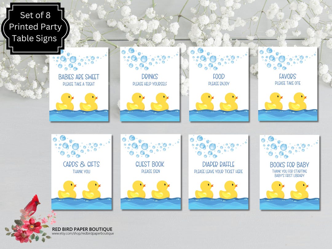 Rubber Duck Baby Shower Party Signs, Yellow Duck Baby Party Signs, Baby ...