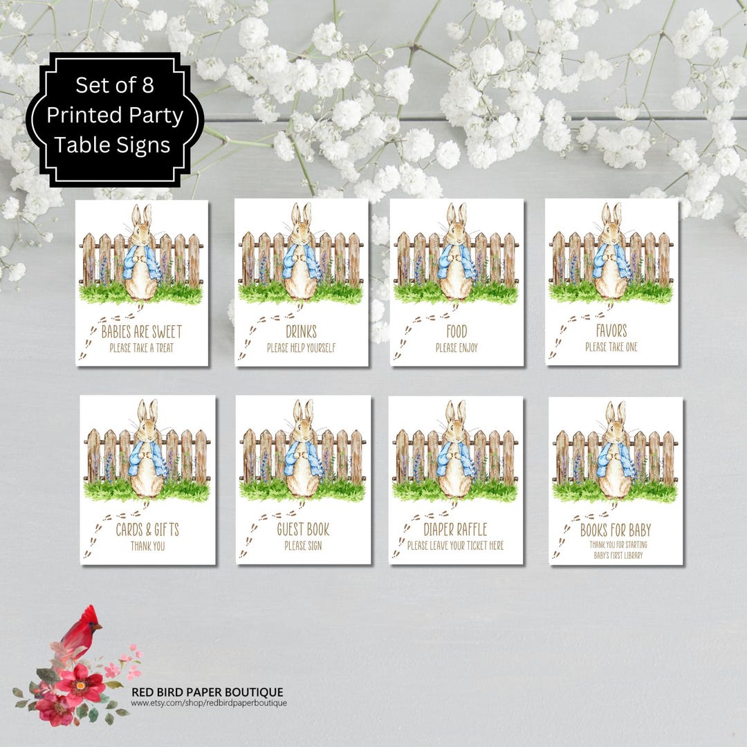 Peter Rabbit Fence Baby Shower Party Signs, Baby Shower Table Signs ...