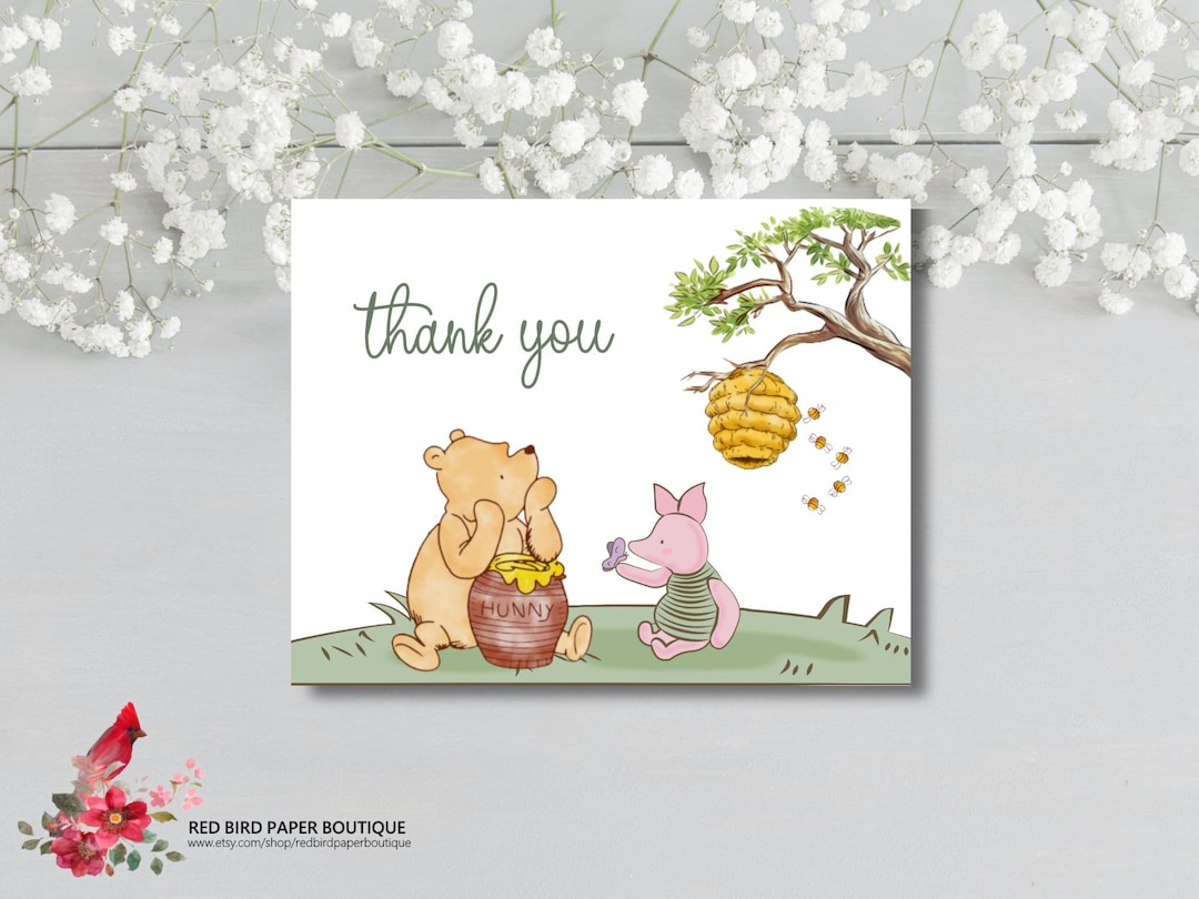 Classic Winnie & Piglet Birthday Thank You Cards, Baby Shower Thank You ...