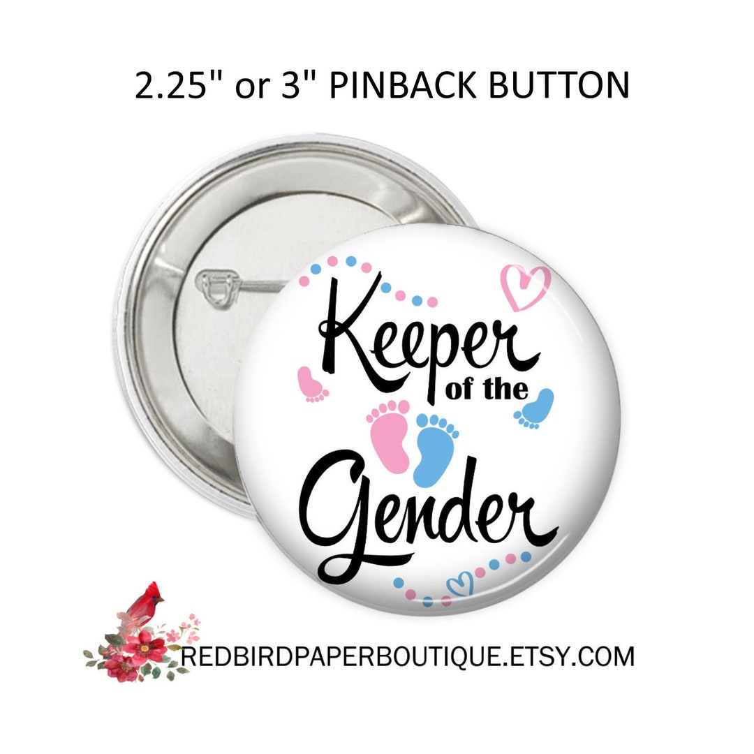 Keeper of the Gender Party Pin, Gender Reveal Party Pin, Baby Feet and ...