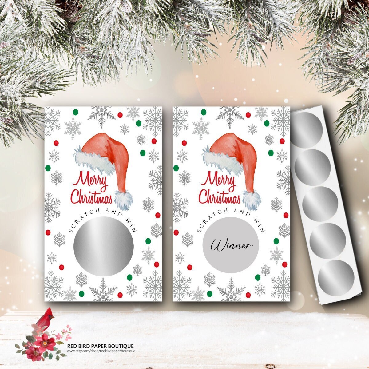 Santa Hat Merry Christmas Scratch off Game, Set of 30 Scratch off Cards ...
