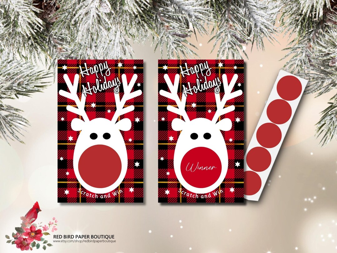 Christmas Plaid Reindeer Scratch off Game, Set of 30 Scratch off Cards ...