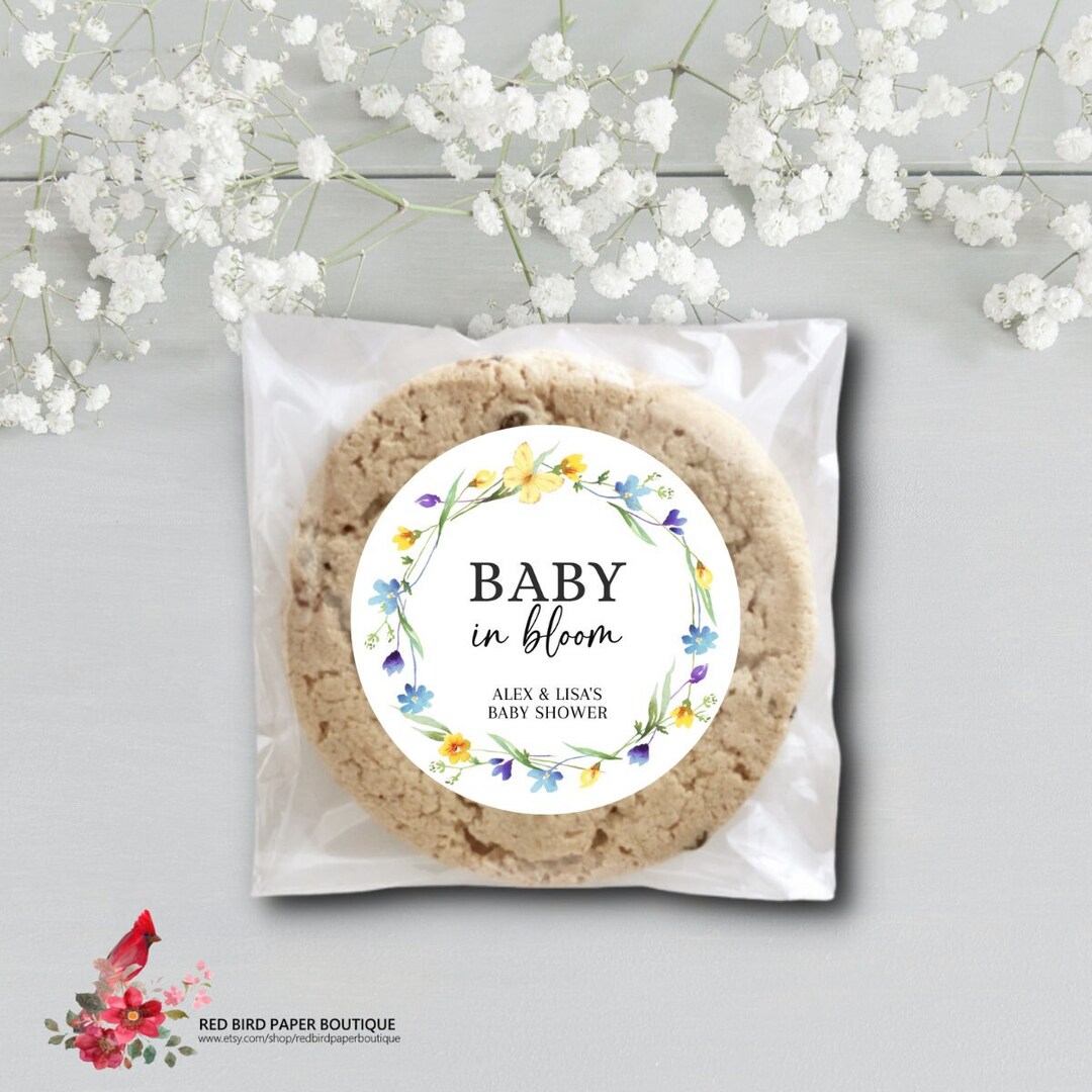 Baby in Bloom Baby Shower Favor Labels, Wildflower Sticker Labels ...