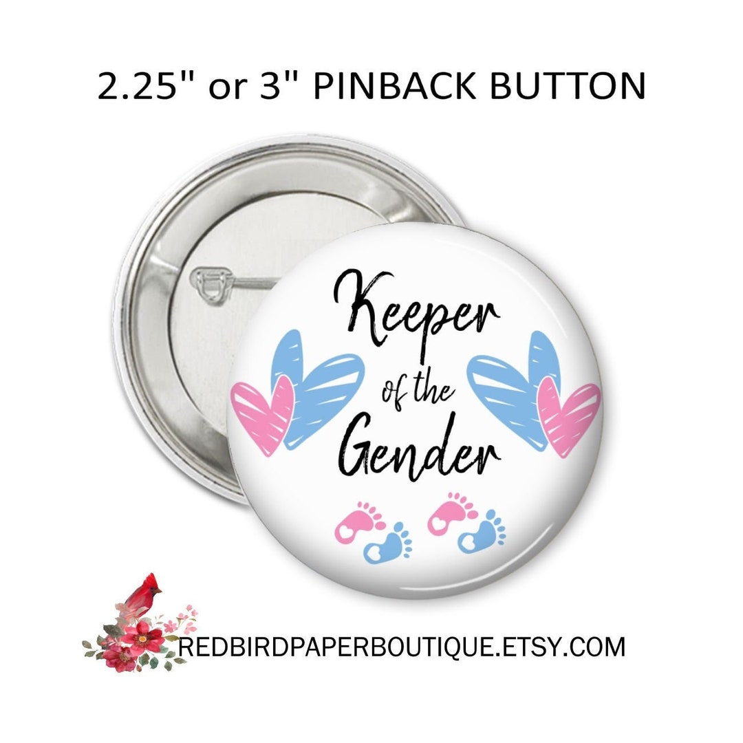 Keeper of the Gender Party Pin, Gender Reveal Party Pin, Baby Feet ...