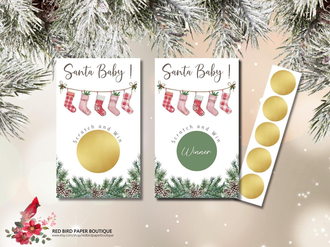 Santa Baby! Scratch off Game, Christmas Stocking Baby Shower, Christmas ...
