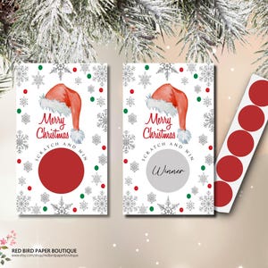 Santa Hat Merry Christmas Scratch off Game, Set of 30 Scratch off Cards ...