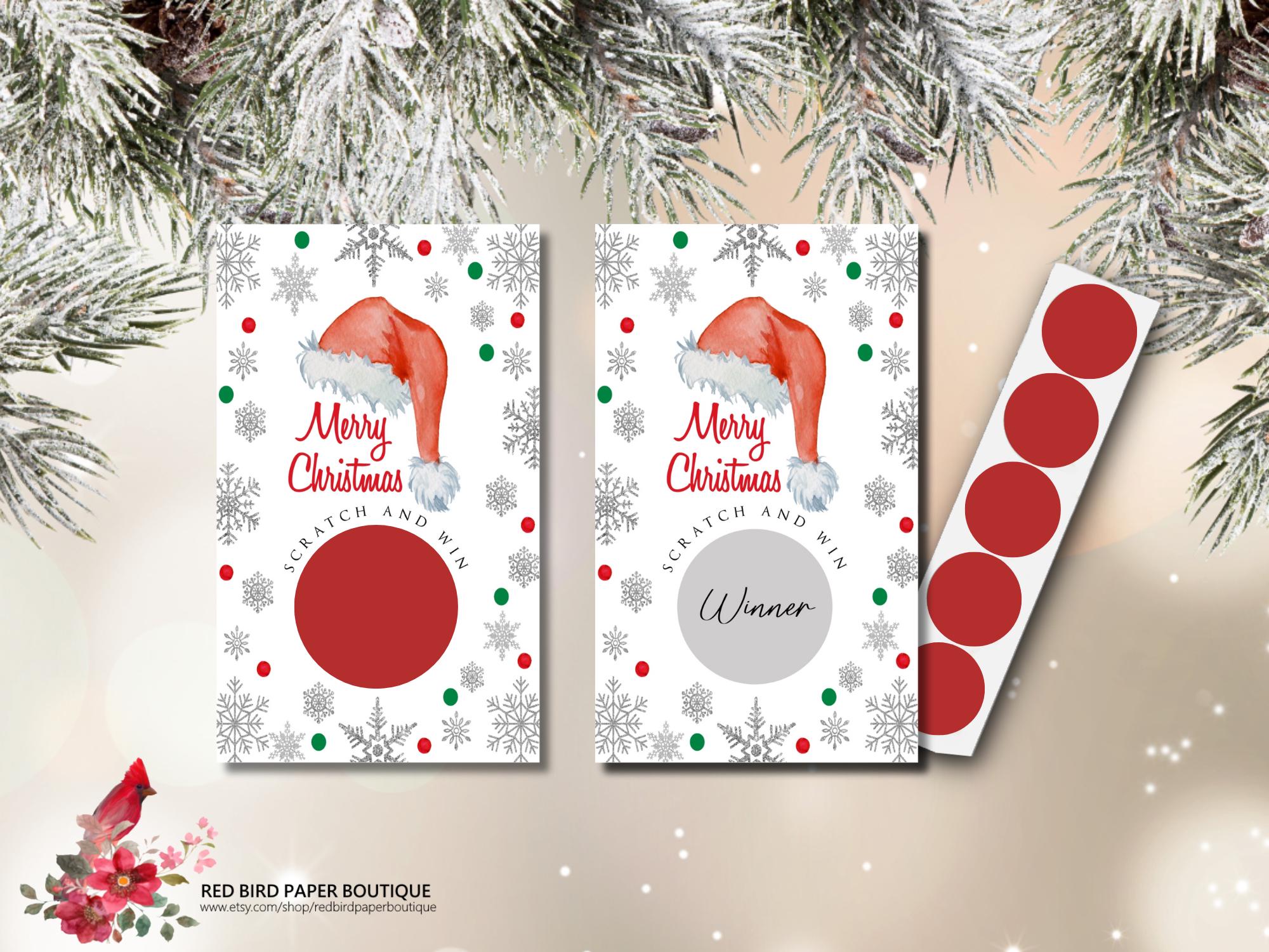 Santa Hat Merry Christmas Scratch off Game, Set of 30 Scratch off Cards ...