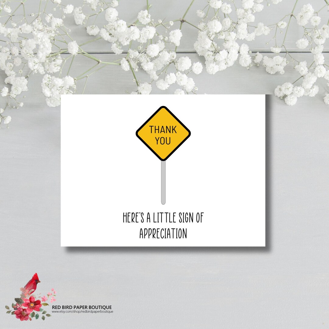 Sign of Appreciation Card, Funny Thank You Card With Envelope, Thank ...