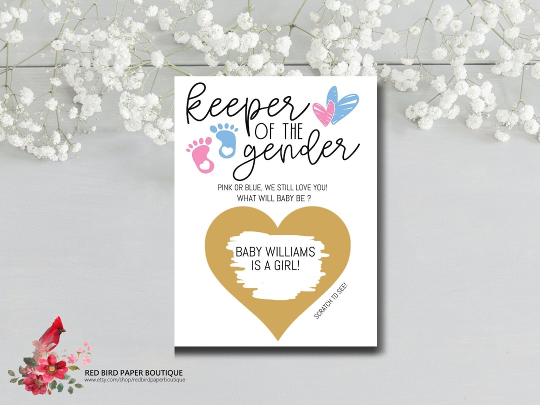 Keeper of the Gender Scratch off Card, Gender Reveal Card, Personalized ...