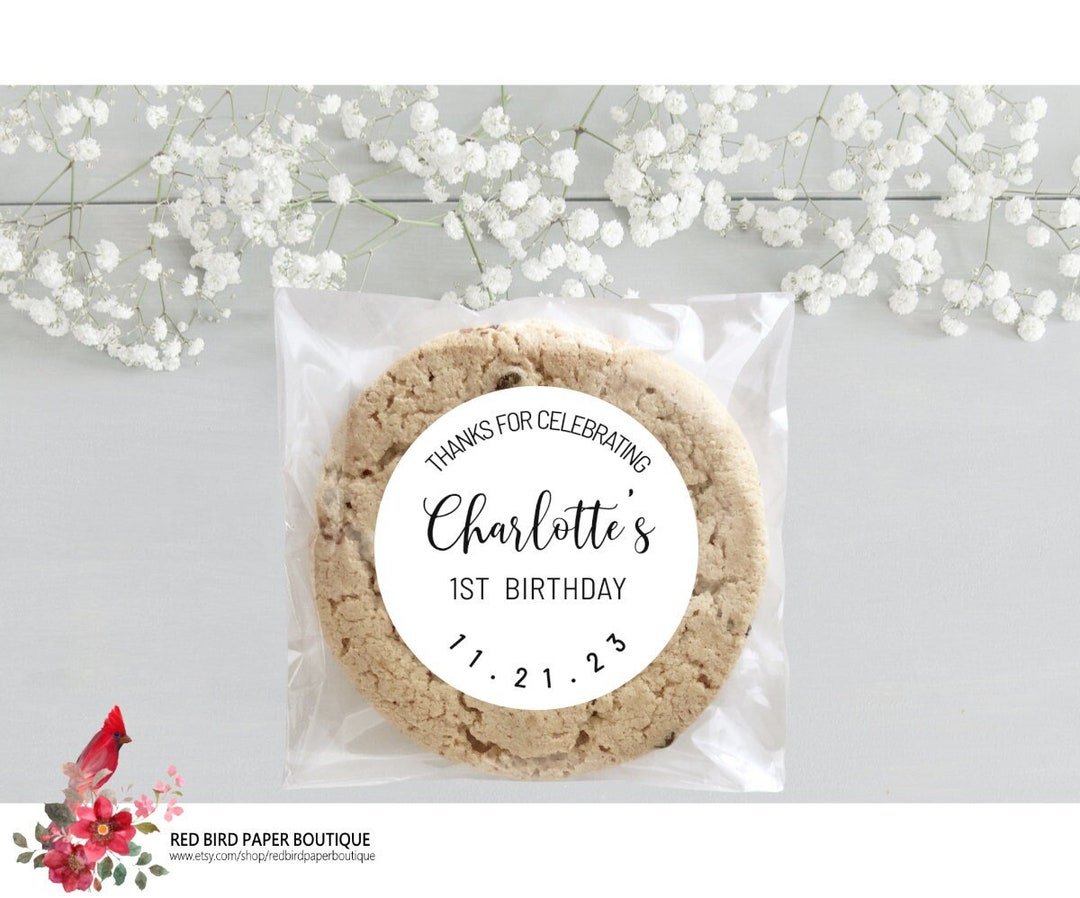 Thanks for Celebrating Birthday Favor Tag Stickers, Personalized ...