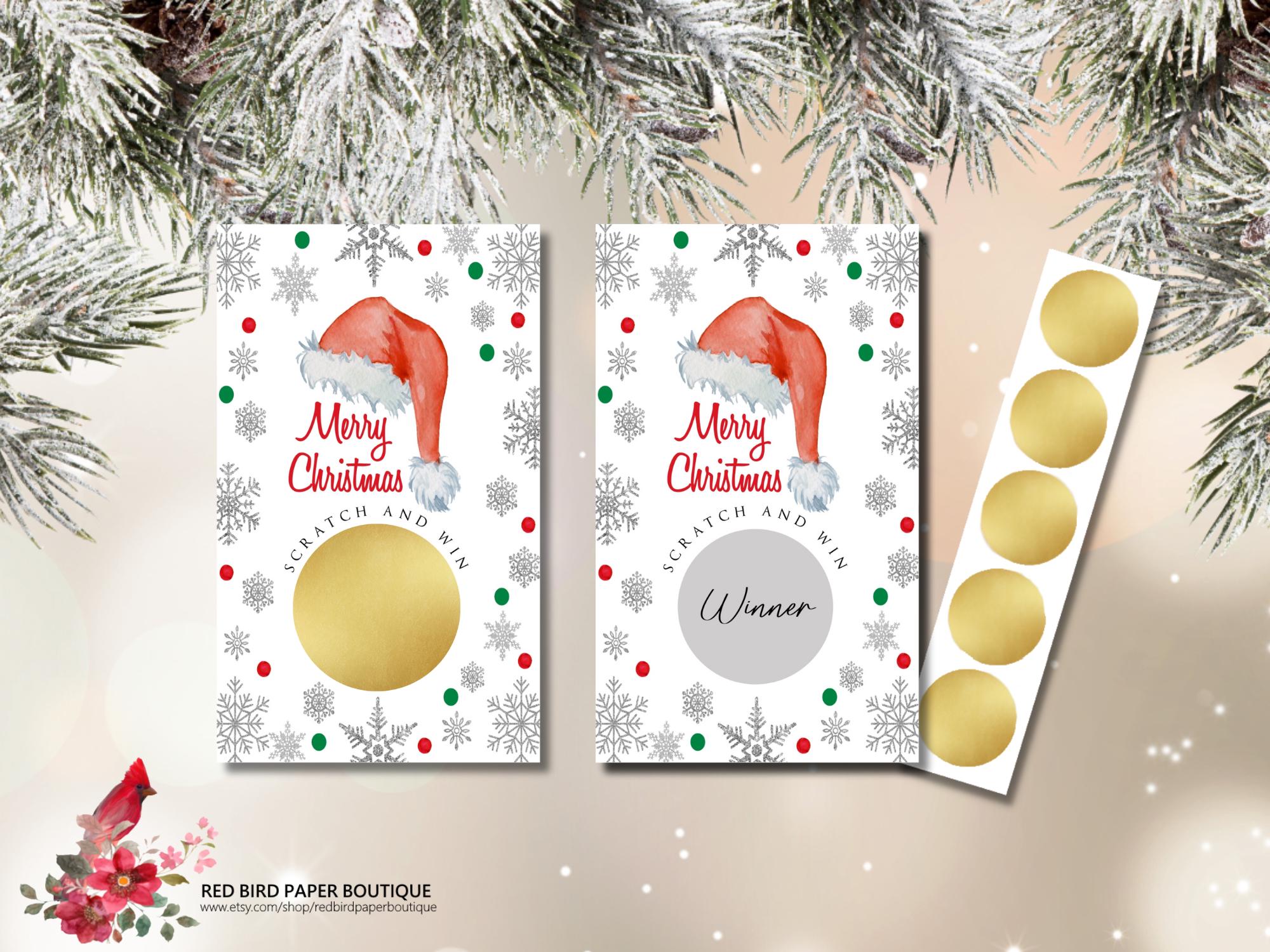 Santa Hat Merry Christmas Scratch off Game, Set of 30 Scratch off Cards ...