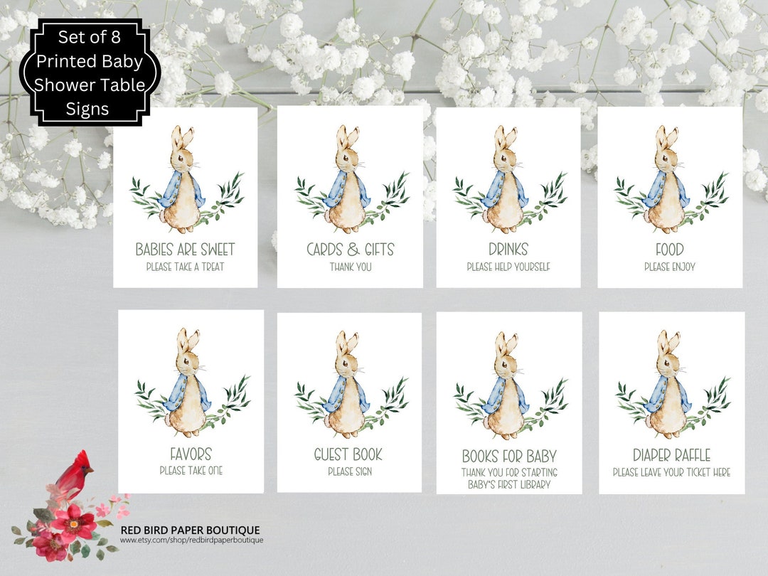 Peter Rabbit Baby Shower Party Signs, Baby Shower Table Signs, Peter ...