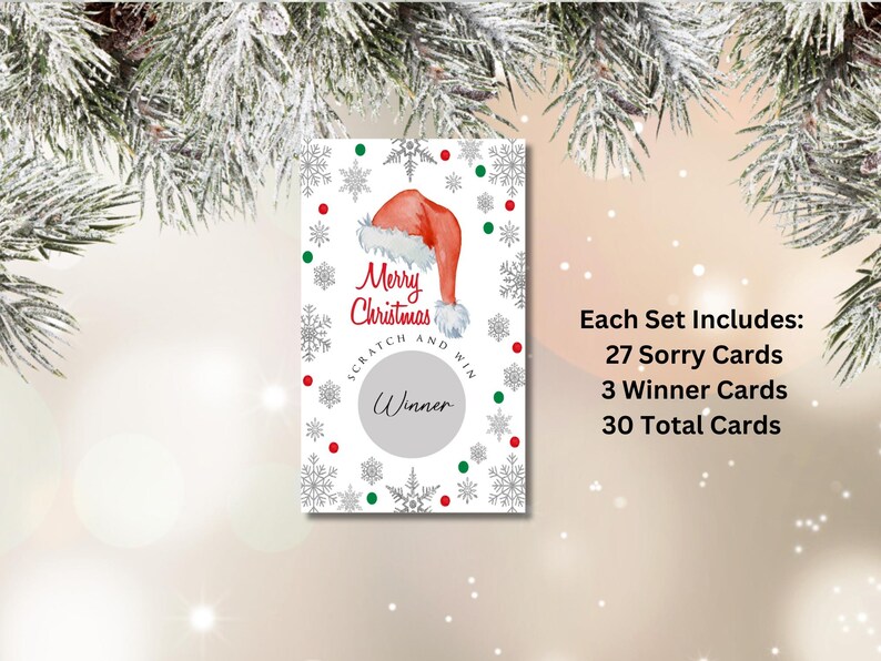 Santa Hat Merry Christmas Scratch off Game, Set of 30 Scratch off Cards ...