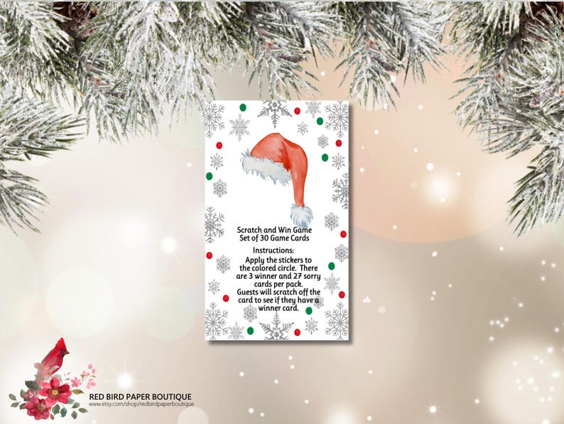 Santa Hat Merry Christmas Scratch off Game, Set of 30 Scratch off Cards ...