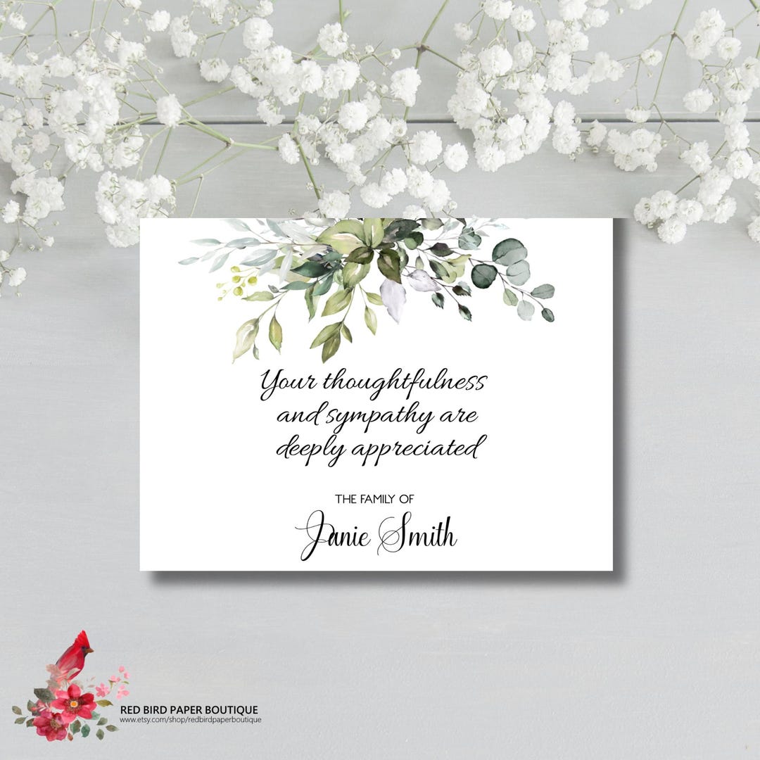 Sympathy Cards With Envelopes, Personalized Greenery Sympathy Cards ...