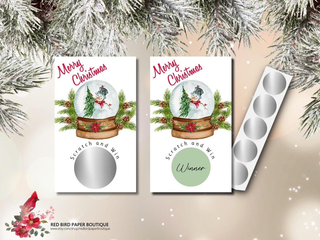 Merry Christmas Snow Globe Scratch off Game, Set of 30 Scratch off ...