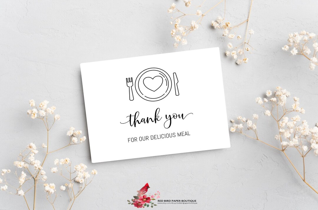 Caterer Thank You Card, Thank You for Making Our Delicious Meal ...
