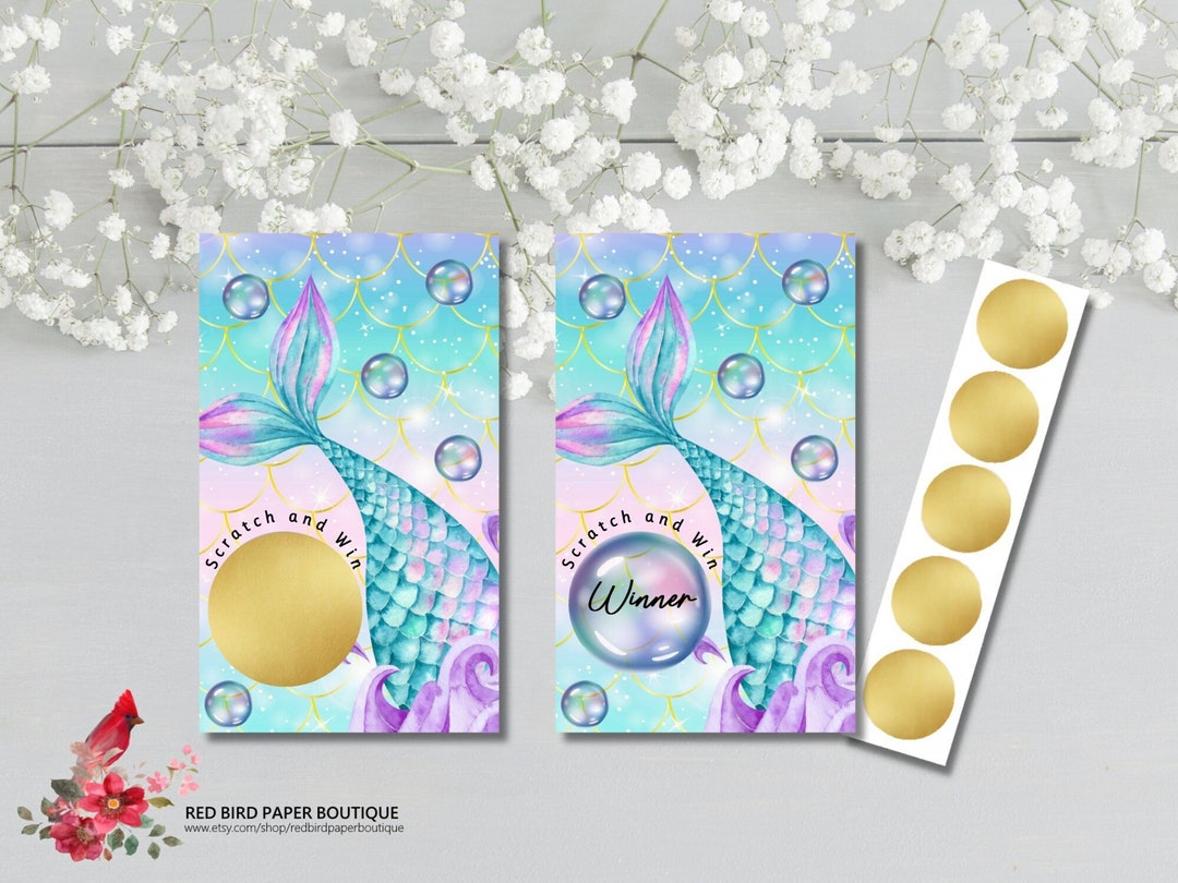 Mermaid Birthday Party Scratch off Game, Mermaid Birthday Game, Mermaid ...
