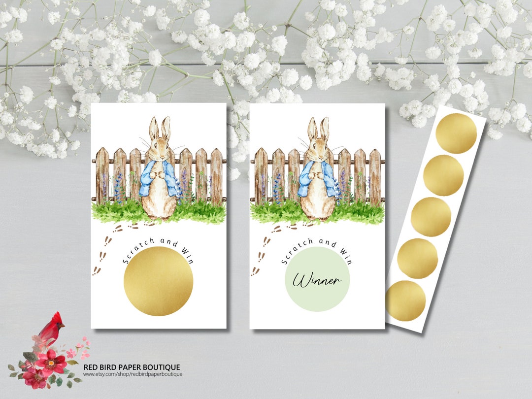 Peter Rabbit Baby Shower Scratch off Game, Scratch off Card Set ...