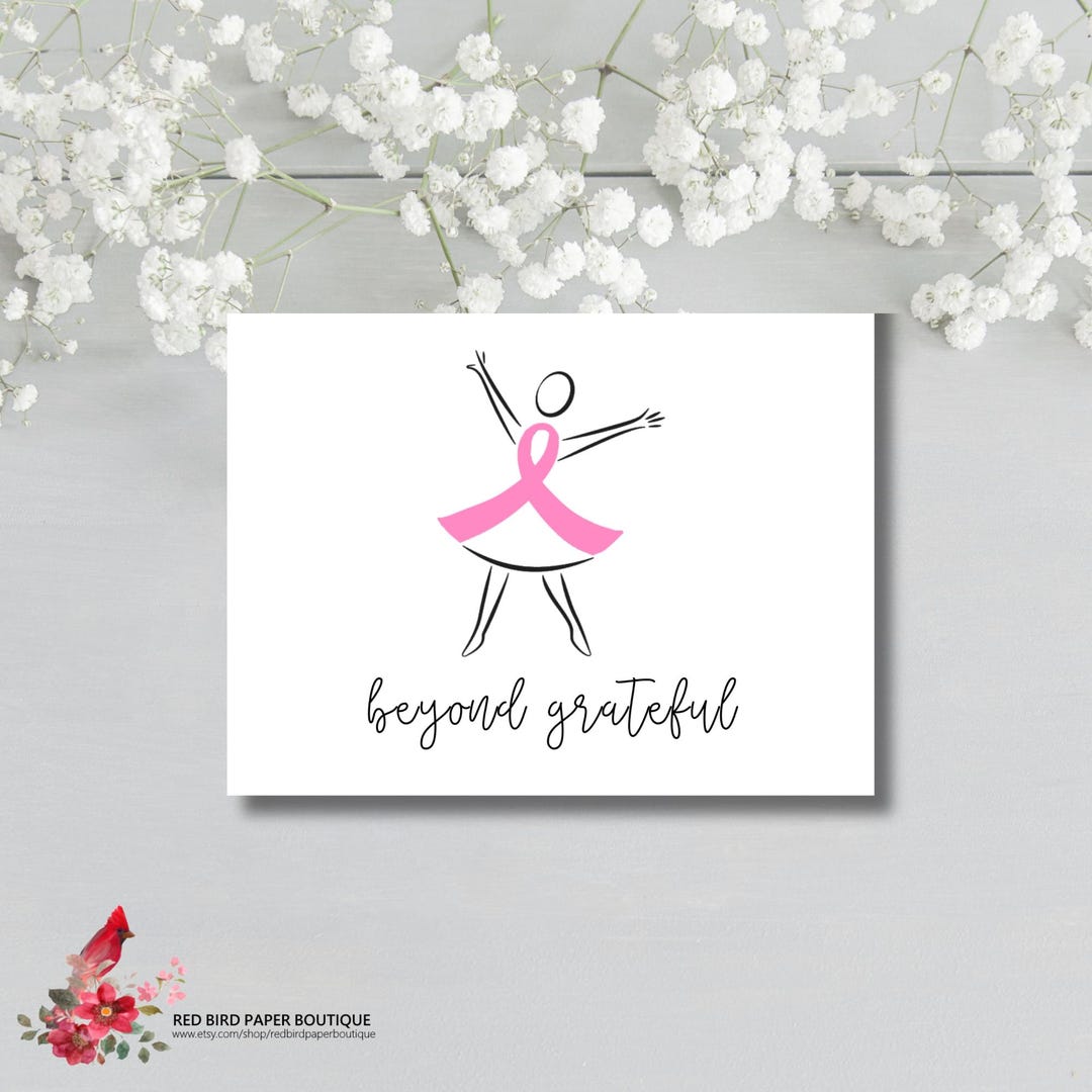 Beyond Grateful Pink Ribbon Woman Thank You Cards, Nurse Thank You ...